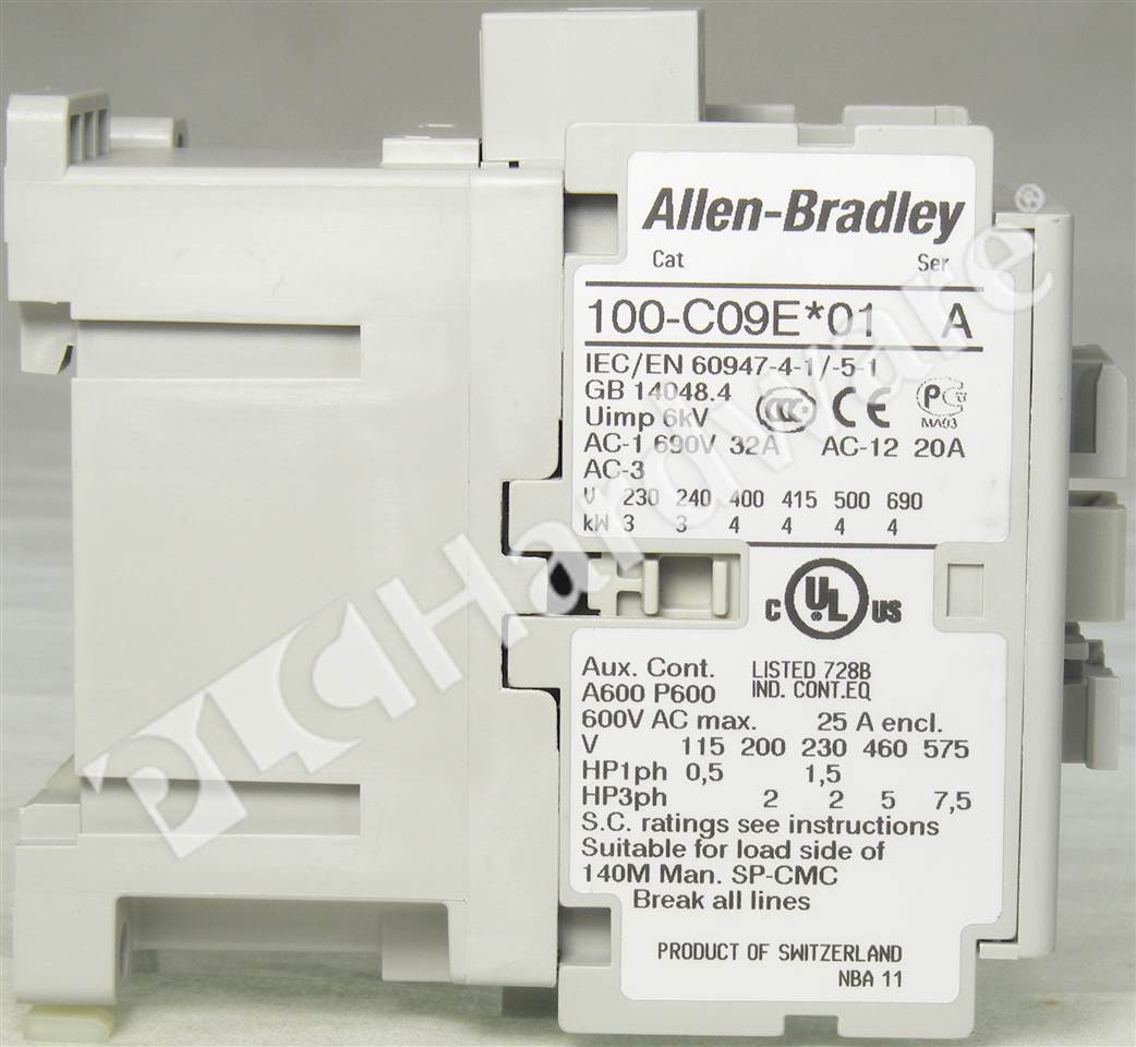 PLC Hardware: Allen-Bradley 100-C09EJ01 MCS-C Non-Reversing Contactor, 9A