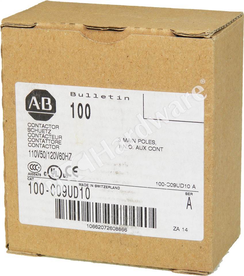 PLC Hardware: Allen-Bradley 100-C09UD10 MCS-C Contactor, IEC, 3-P, 9A