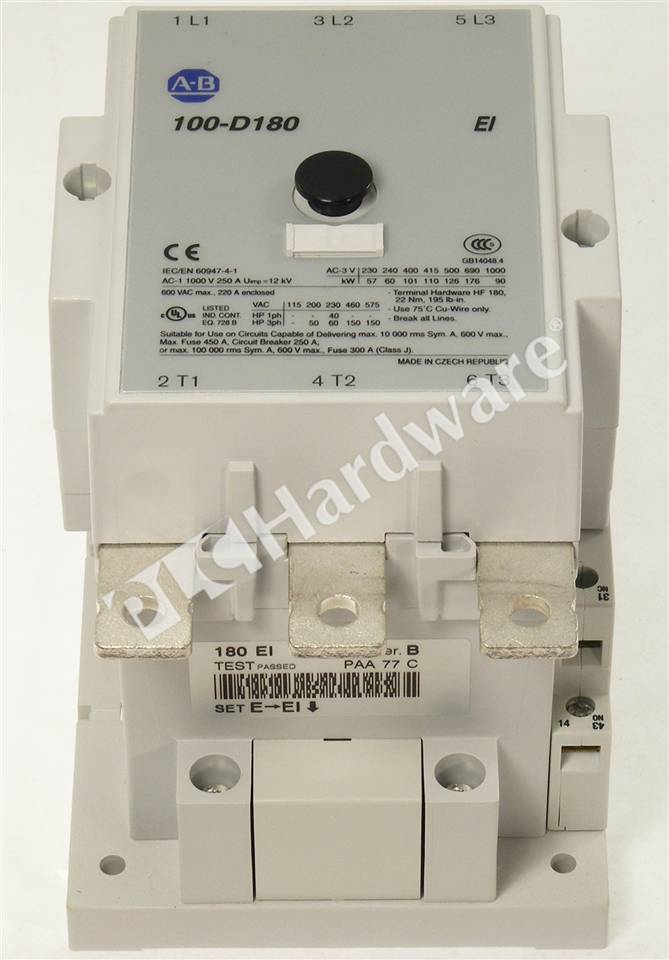 PLC Hardware: Allen-Bradley 100-D180ED11 MCS 100-D Contactor, 3PH, 180A