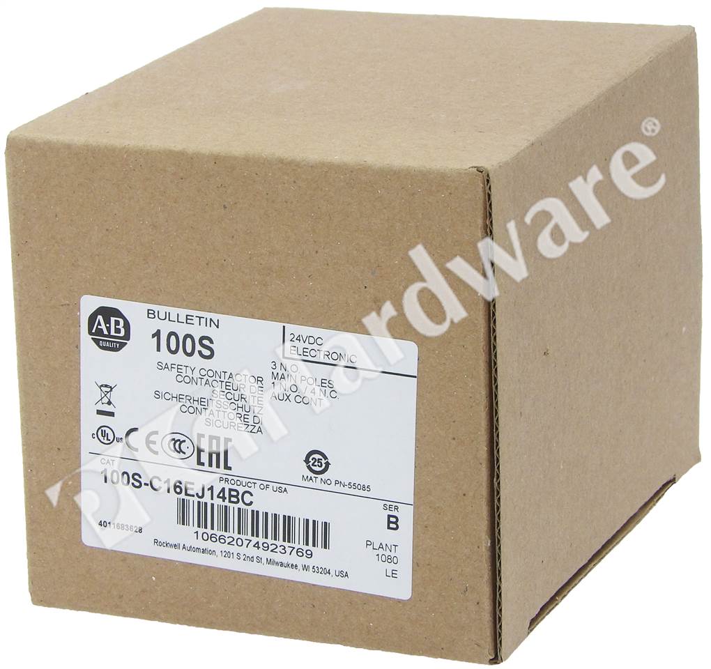 PLC Hardware: Allen-Bradley 100S-C16EJ14BC MCS Safety Contactor, 3P, 16A