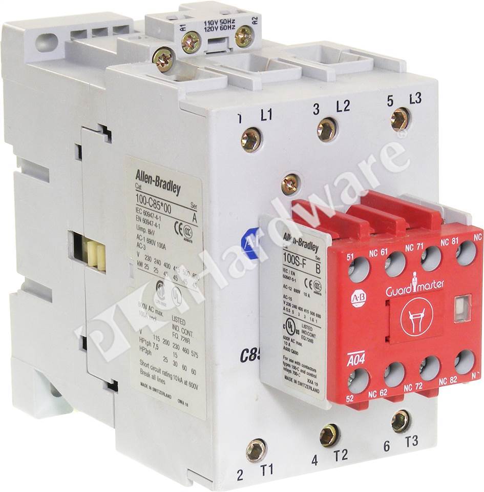 PLC Hardware: Allen-Bradley 100S-C85D04C MCS 100S-C Safety Contactor, 85A