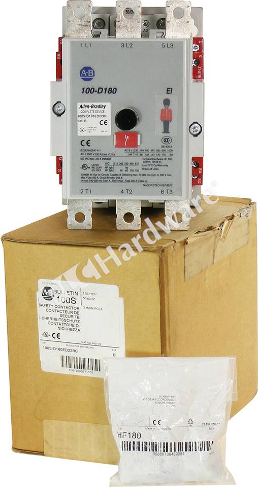PLC Hardware: Allen-Bradley 100S-D180ED22BC Safety Contactor, 3-Phase, 180A