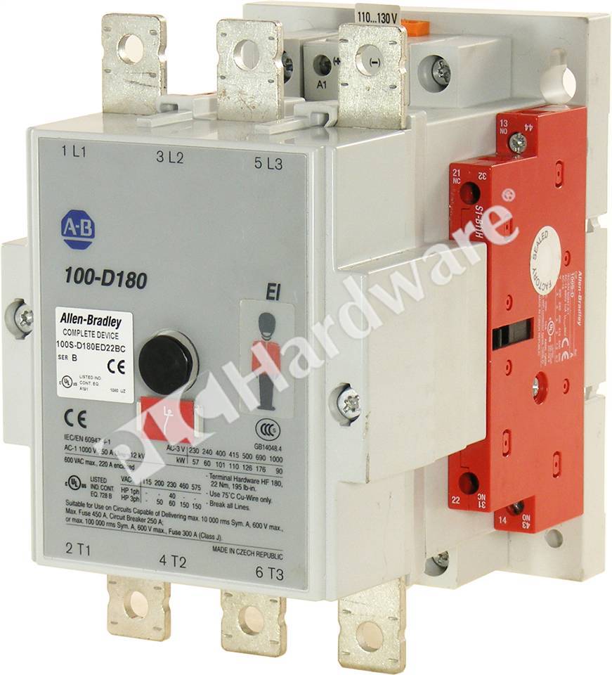 PLC Hardware: Allen-Bradley 100S-D180ED22BC Safety Contactor, 3-Phase, 180A