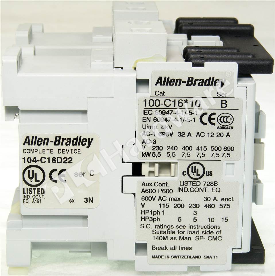 PLC Hardware: Allen-Bradley 104-C16D22 MCS-C Reversing Contactor, IEC, 16A