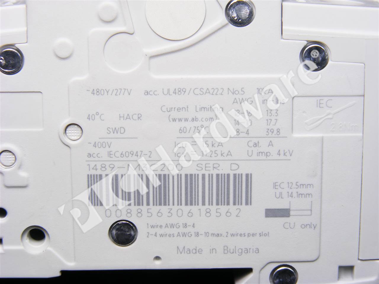 PLC Hardware: Allen-Bradley 1489-M3C200 Miniature Circuit Breaker, 3-P, 20A