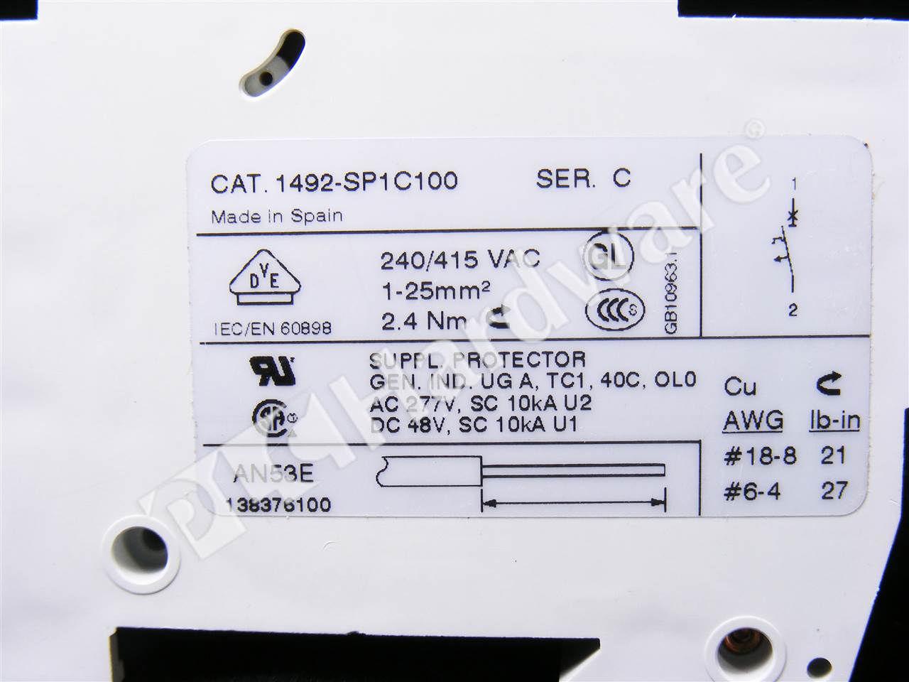 PLC Hardware - Allen Bradley 1492-SP1C100 Series C, Used PLCH Packaging