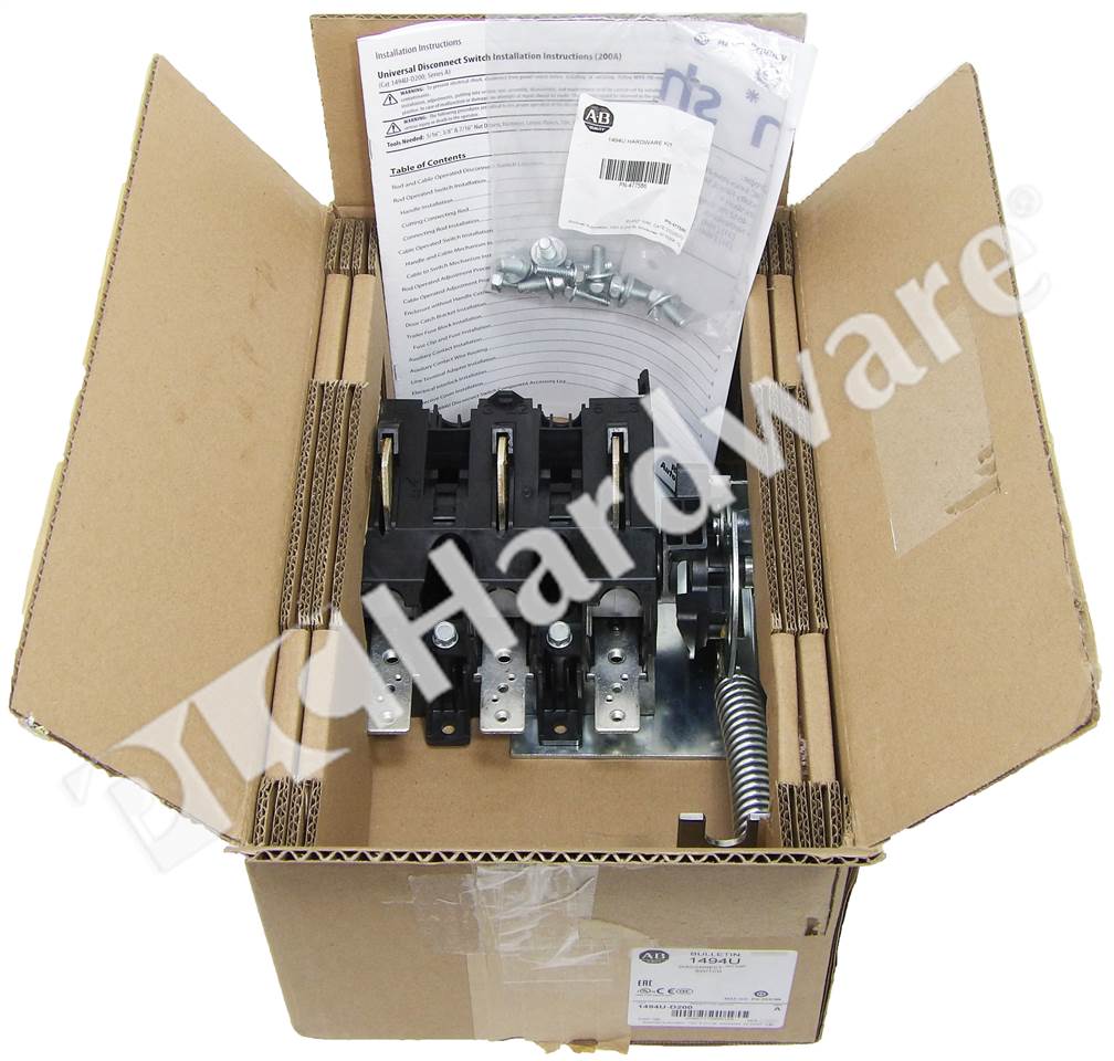 PLC Hardware: Allen-Bradley 1494U-D200 Disconnect Switch, 200A, Non-Fusible