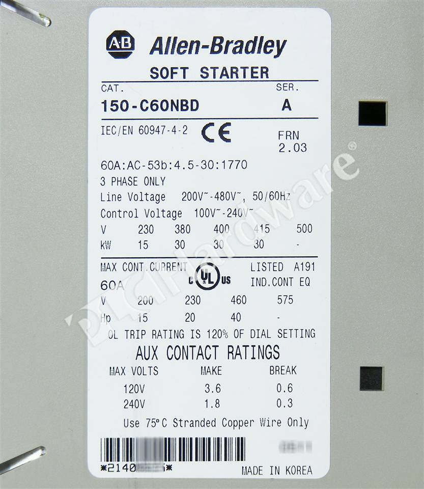 PLC Hardware: Allen-Bradley 150-C60NBD SMC-3 Smart Motor Controller ...