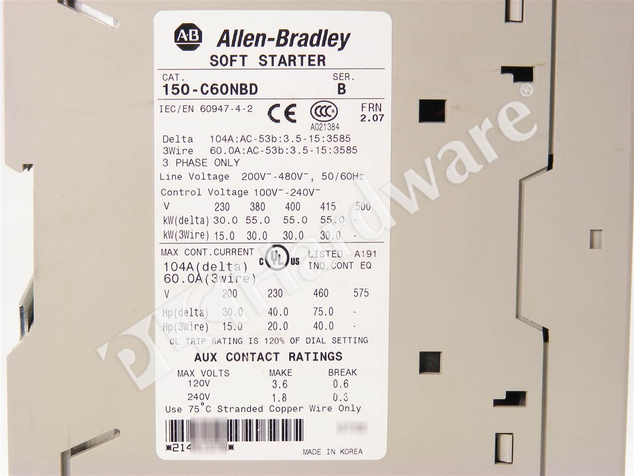 PLC Hardware - Allen Bradley 150-C60NBD Series B, Used PLCH Packaging