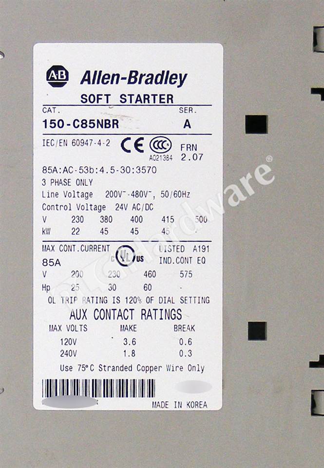 PLC Hardware - Allen Bradley 150-C85NBR Series A, Used in PLCH Packaging