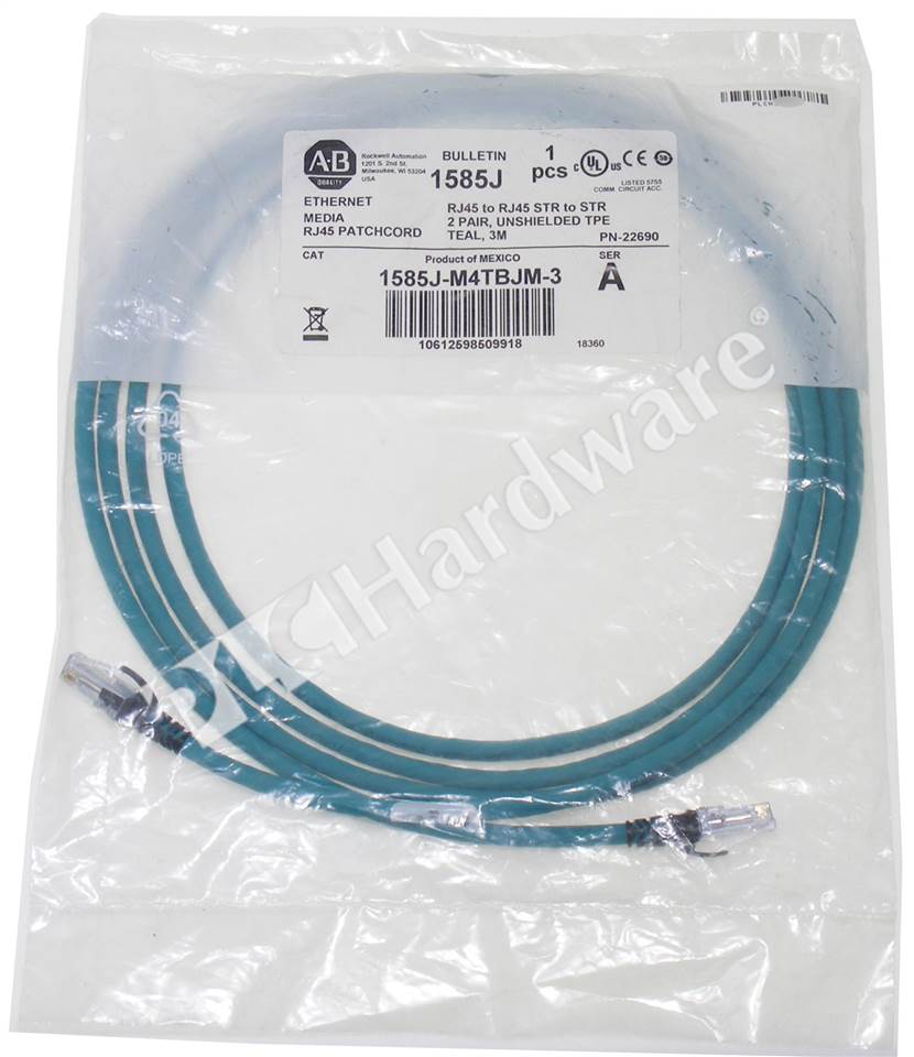 PLC Hardware: Allen-Bradley 1585J-M4TBJM-3 1585 Ethernet Cable, RJ45
