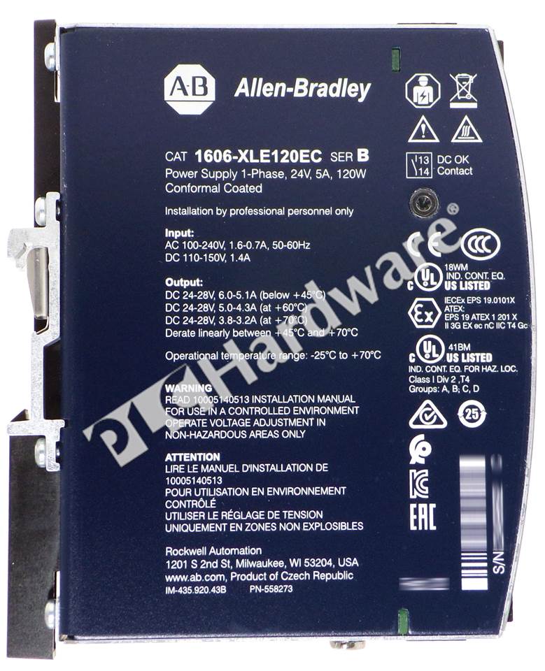 PLC Hardware - Allen Bradley 1606-XLE120EC Series B, Surplus Open Pre-owned