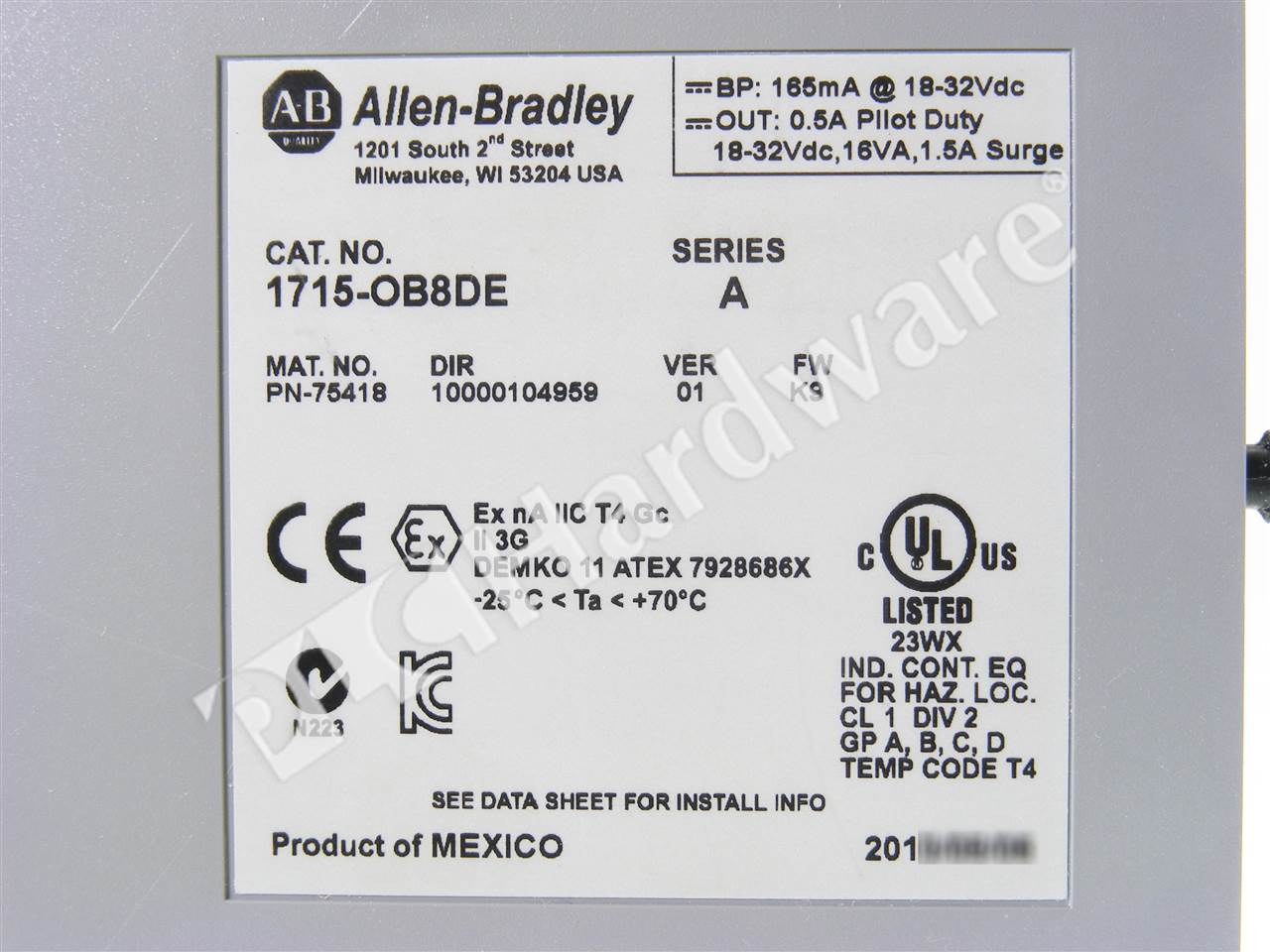 PLC Hardware - Allen Bradley 1715-OB8DE Series A, Surplus Sealed Pre-owned
