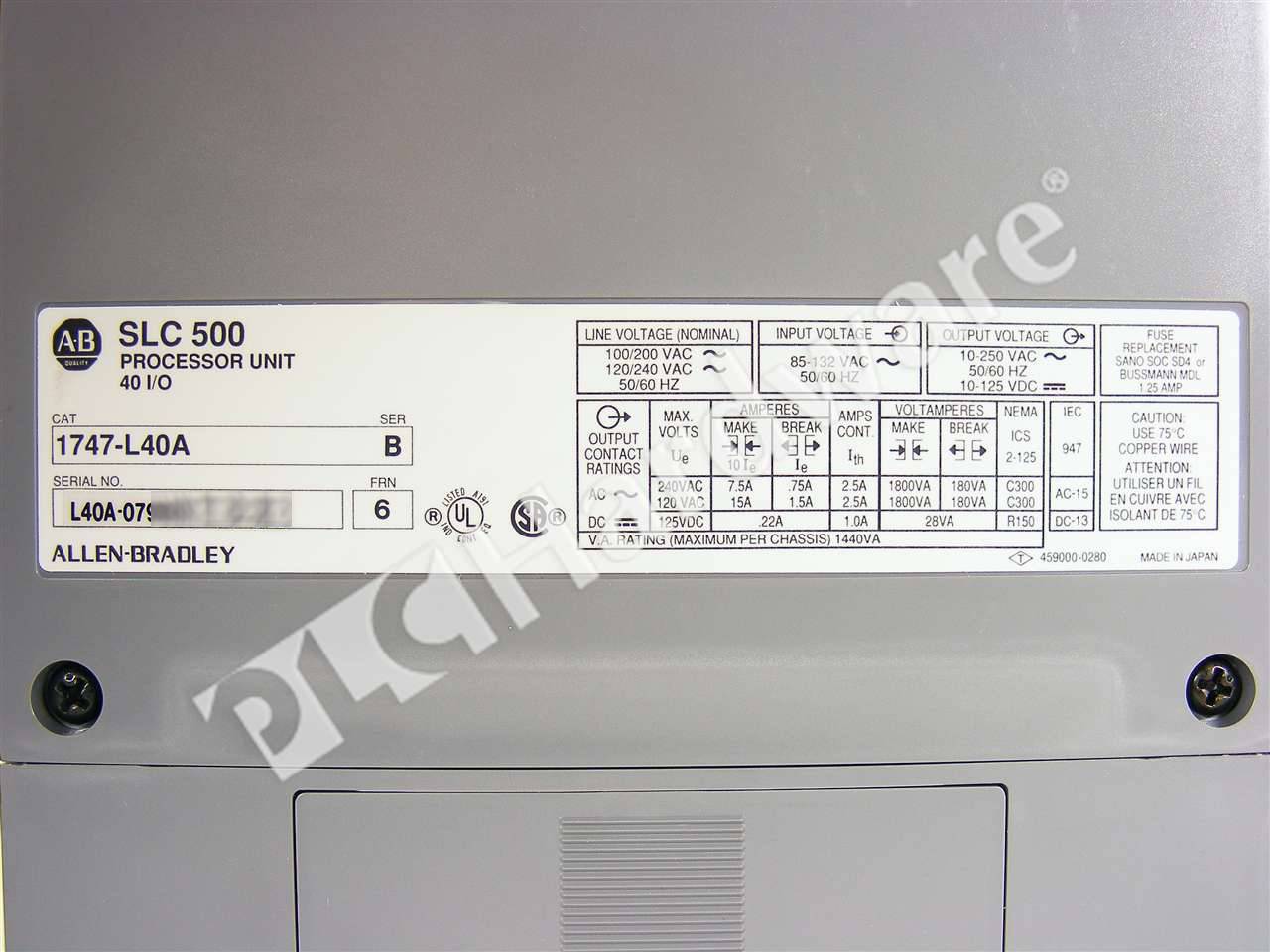 PLC Hardware - Allen Bradley 1747-L40A Series B, Used PLCH Packaging