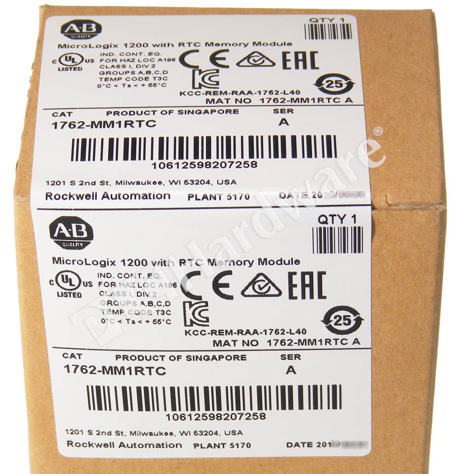PLC Hardware: Allen-Bradley 1762-MM1RTC MicroLogix 1200 Memory Module ...
