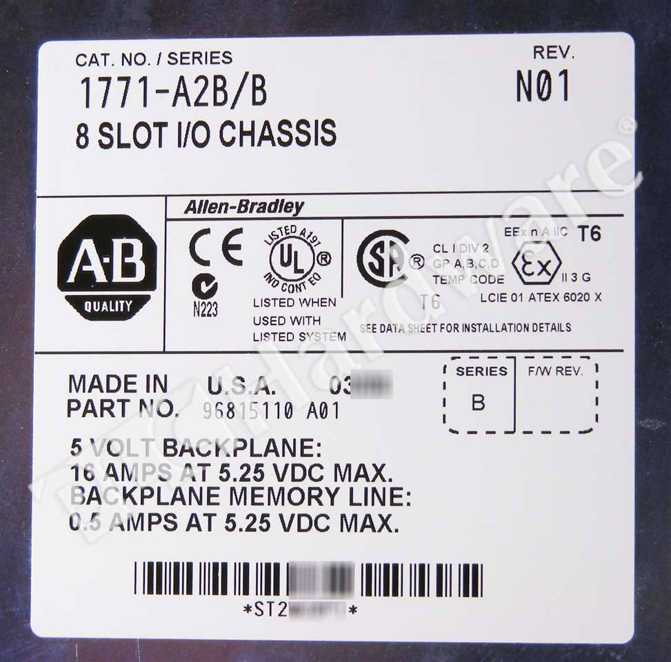 PLC Hardware - Allen Bradley 1771-A2B Series B, Surplus Open Pre-owned