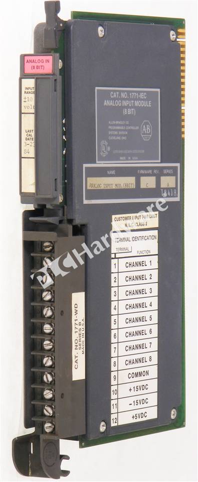 PLC Hardware: Allen-Bradley 1771-IEC PLC-5 Analog Input Module, 8 Bit