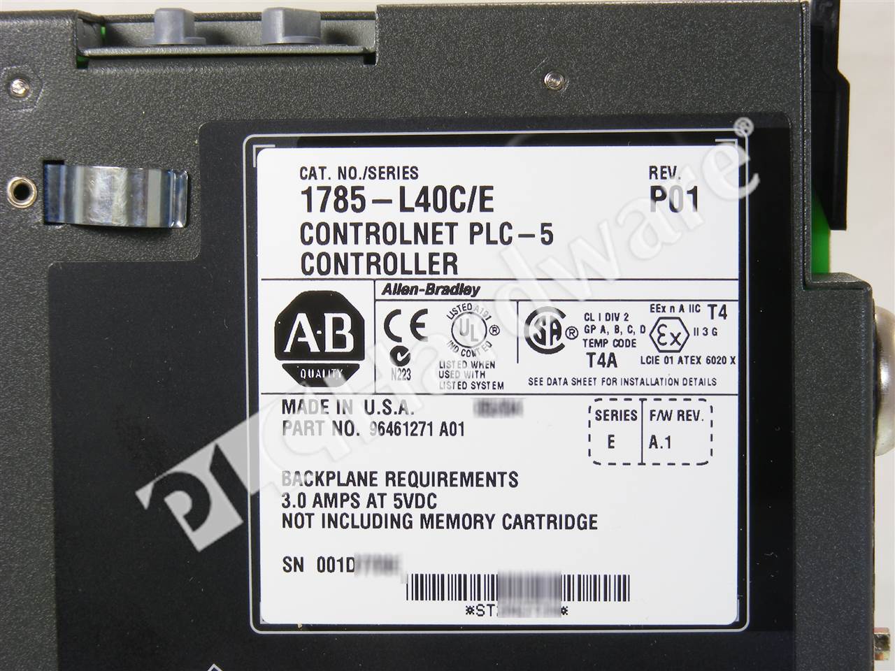 PLC Hardware: Allen-Bradley 1785-L40C PLC-5/40C Processor for ControlNet
