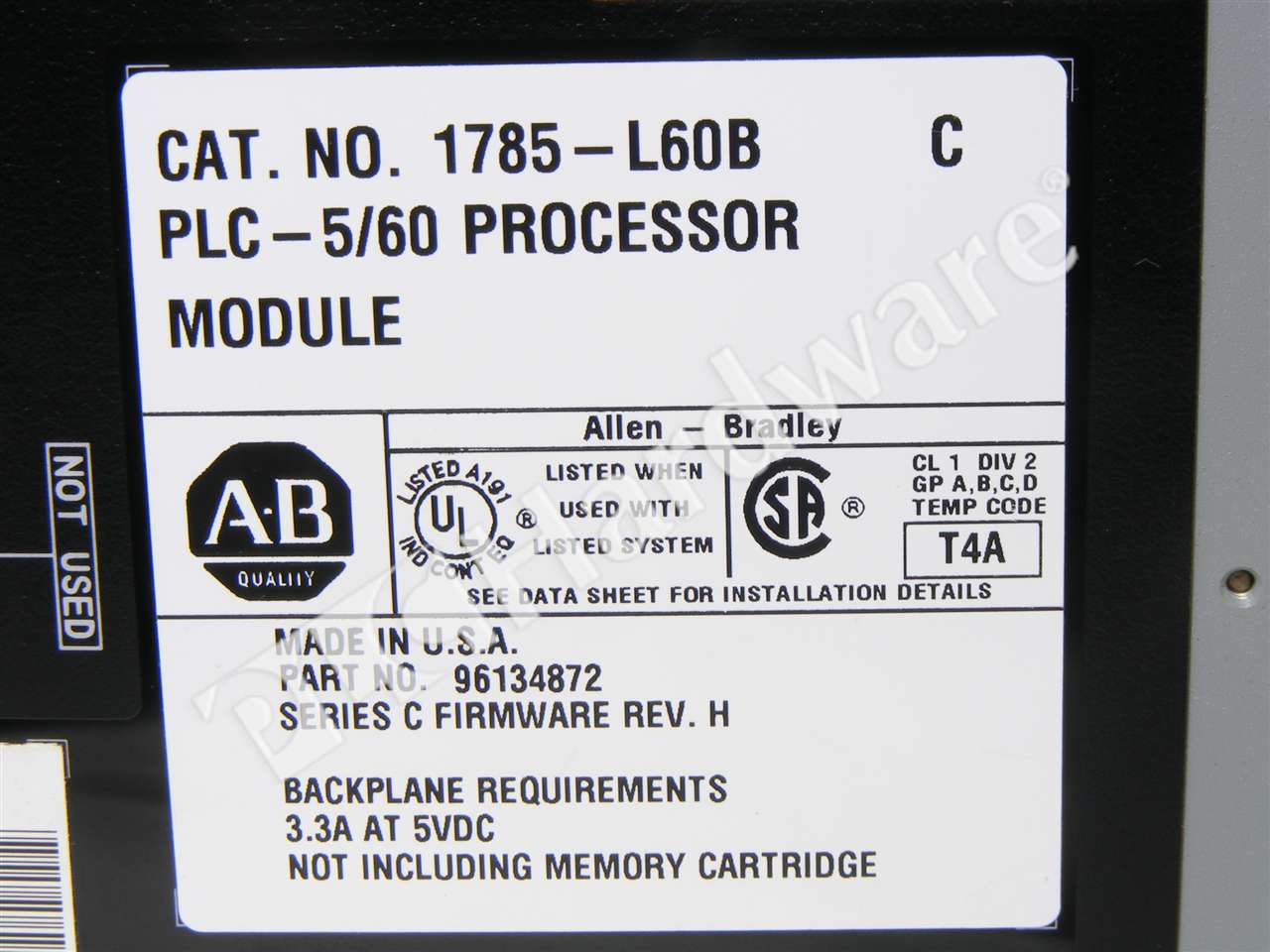 PLC Hardware - Allen Bradley 1785-L60B Series C, Used PLCH Packaging