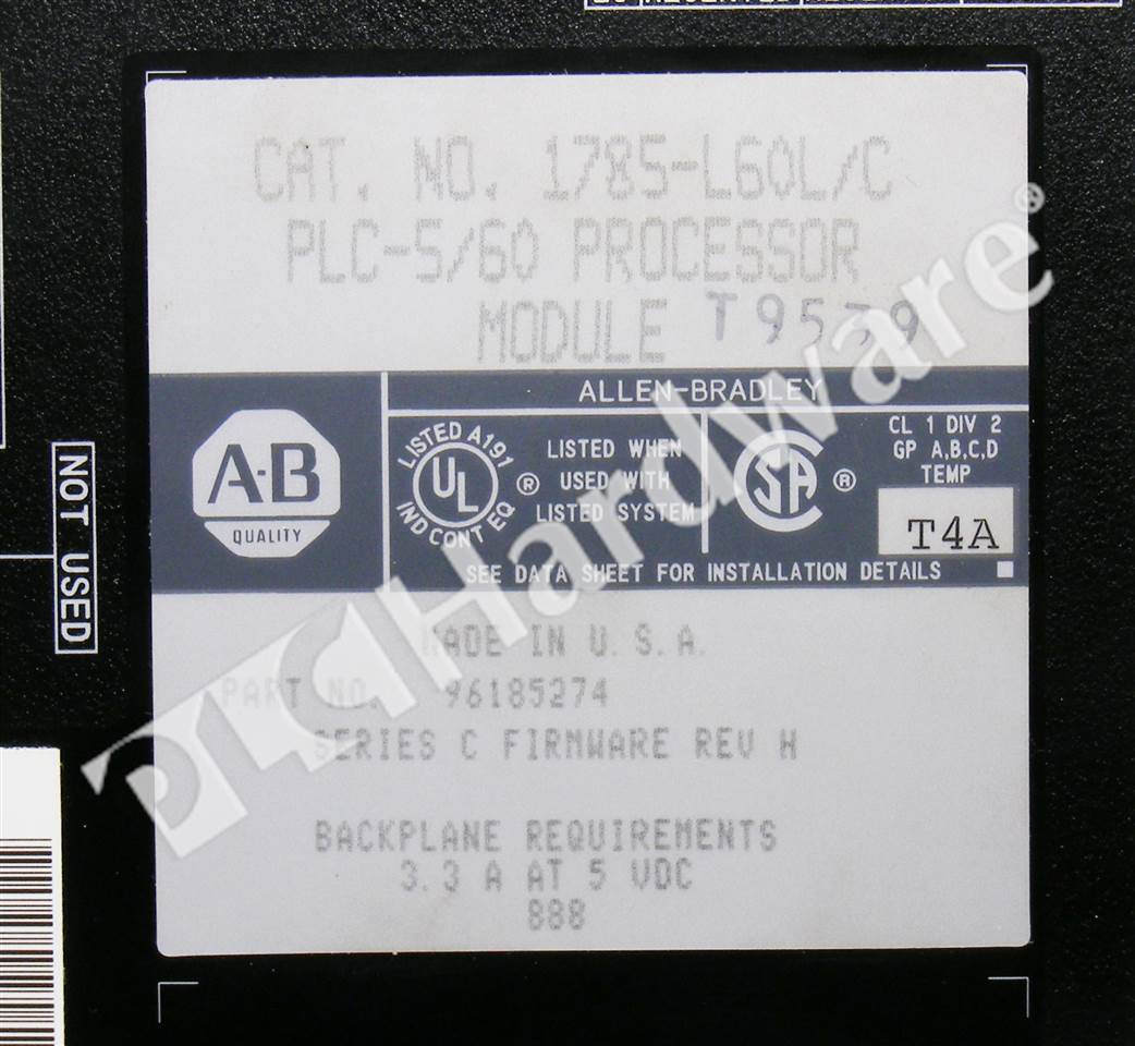 PLC Hardware - Allen Bradley 1785-L60L Series C, Surplus Open Pre-owned