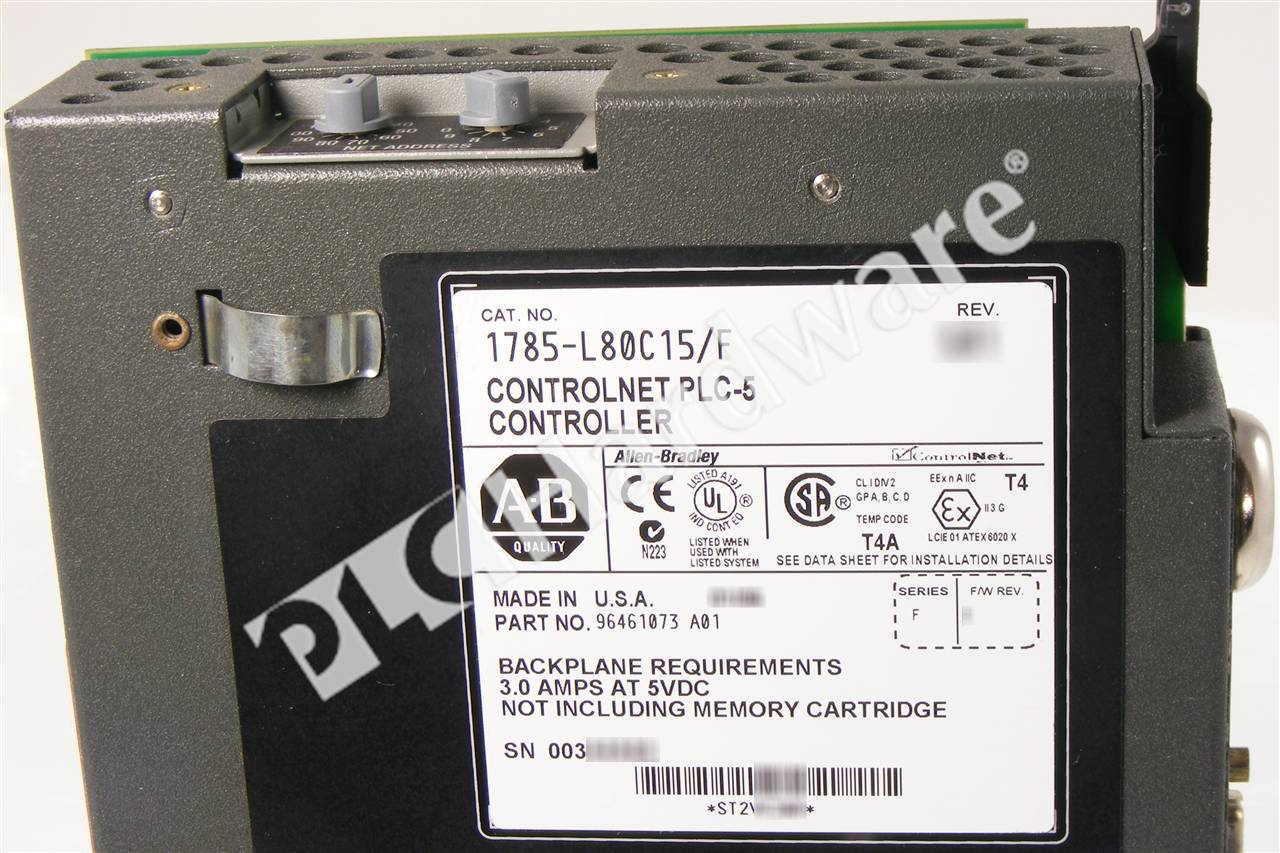 PLC Hardware: Allen-Bradley 1785-L80C15 PLC-5/80C Processor, ControlNet