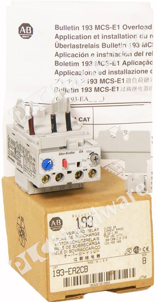 PLC Hardware: Allen-Bradley 193-EA2CB Solid State Overload Relay, 0.32-1A