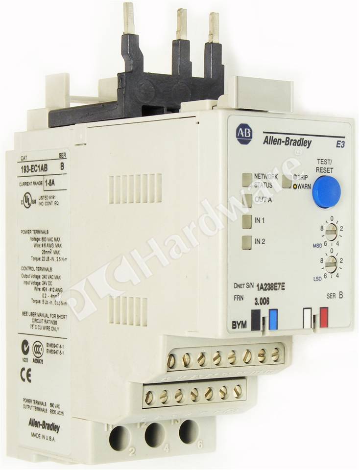 PLC Hardware: Allen-Bradley 193-EC1AB Electronic Motor Protection Relay ...