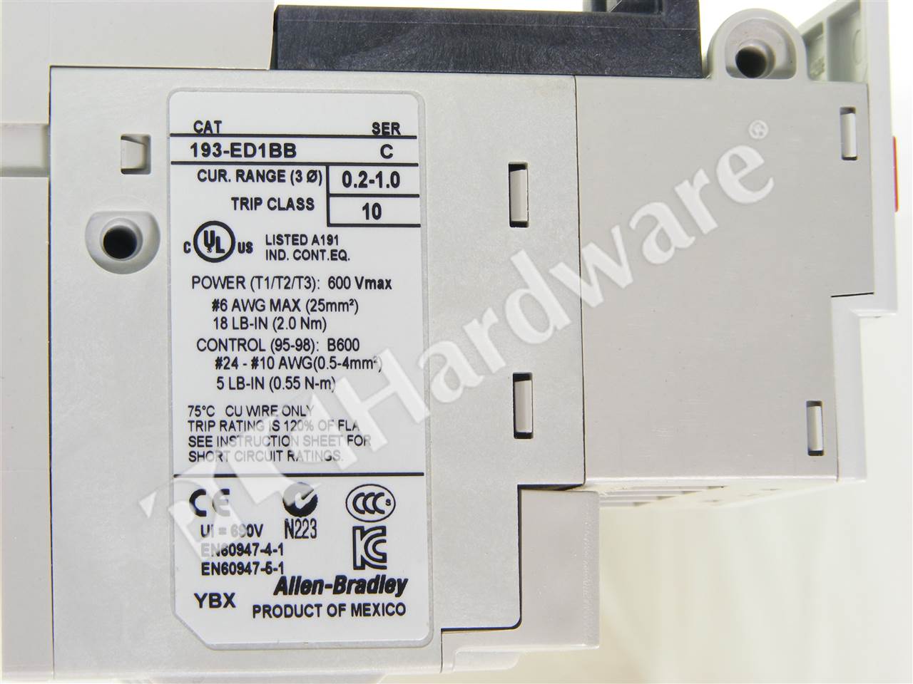 PLC Hardware: Allen-Bradley 193-ED1BB Solid State Overload Relay, 0.2-1A