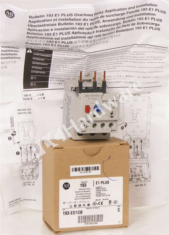 PLC Hardware: Allen-Bradley 193-ED1CB E1 Plus Solid State Overload ...