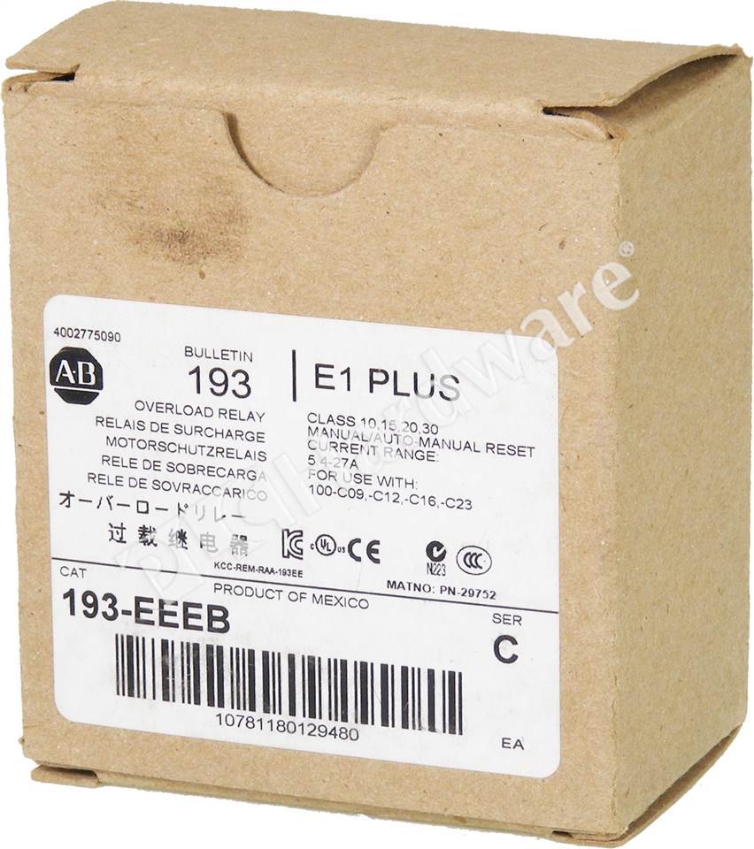 PLC Hardware: Allen-Bradley 193-EEEB E1 Plus Solid State Overload Relay ...