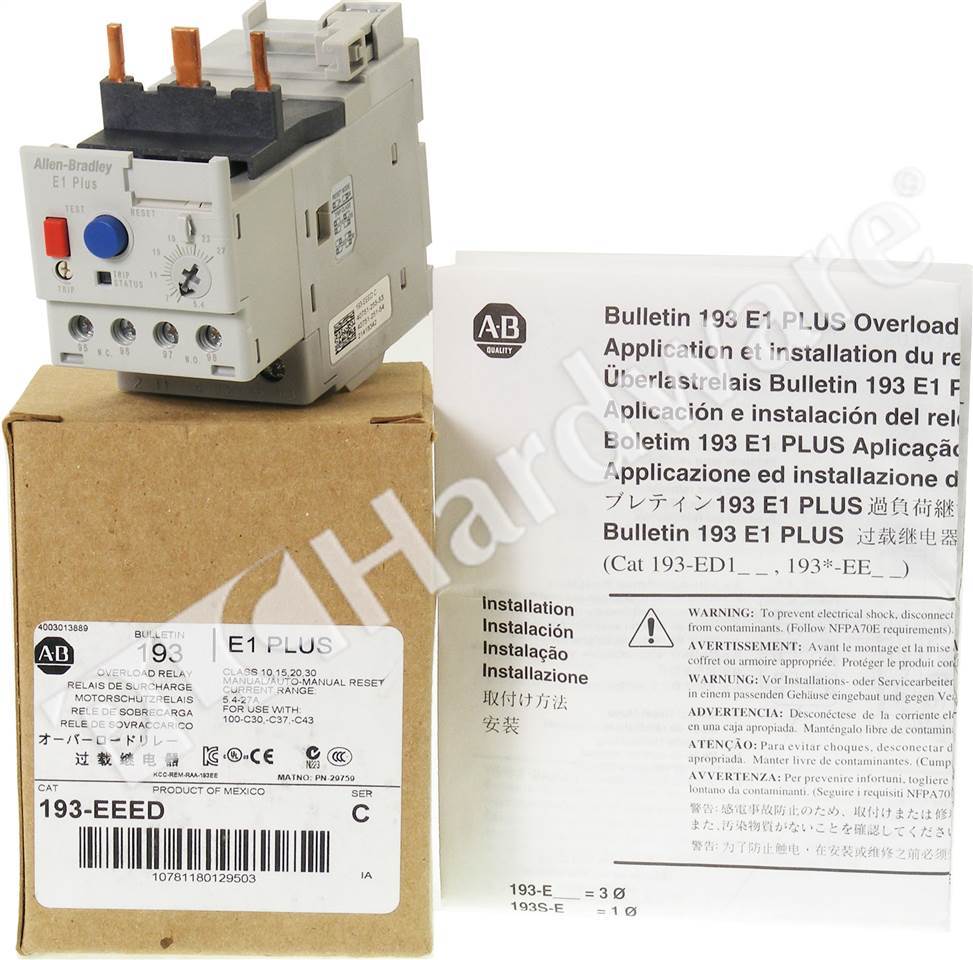 PLC Hardware: Allen-Bradley 193-EEED Solid State Overload Relay, 5.4-27A