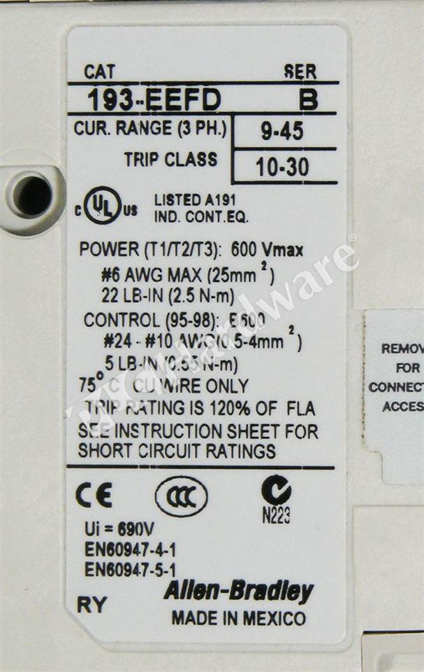 PLC Hardware - Allen Bradley 193-EEFD Series B, Surplus Open Pre-owned