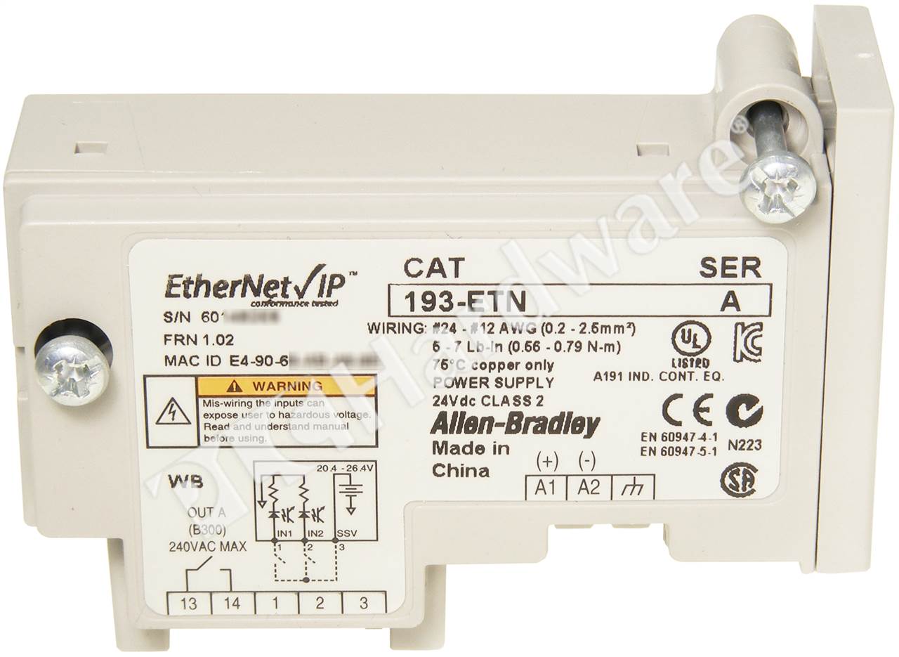 PLC Hardware: Allen-Bradley 193-ETN MCS E1 PLUS EtherNet/IP Comm Module