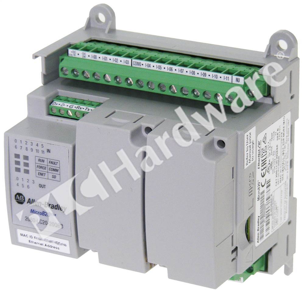 PLC Hardware: Allen-Bradley 2080-LC20-20QBBR Micro820 Controller, 20-P, DC