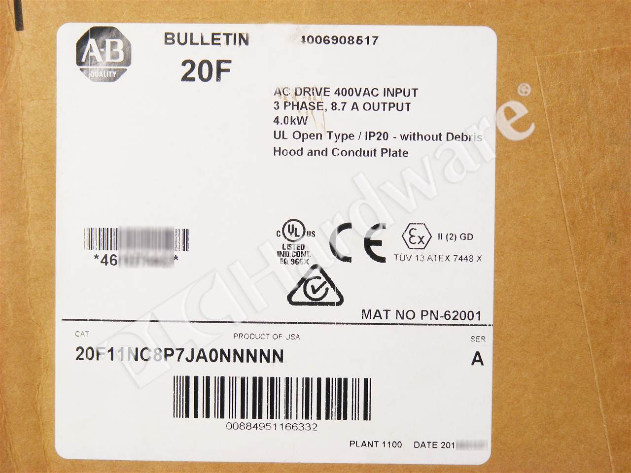 PLC Hardware: Allen-Bradley 20F11NC8P7JA0NNNNN PowerFlex 753 Drive 8.7A 5HP