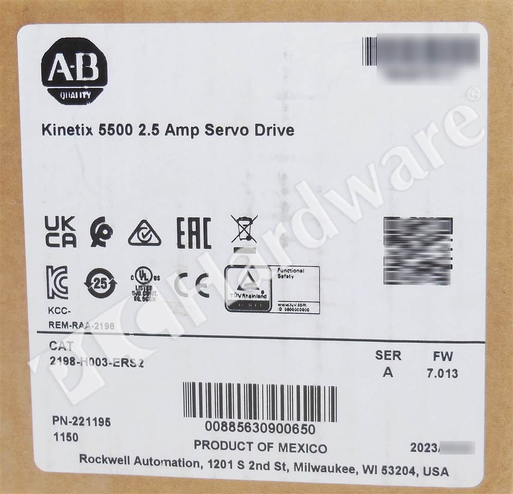 PLC Hardware: Allen-Bradley 2198-H003-ERS2 Kinetix 5500 Servo Drive, 2.5A
