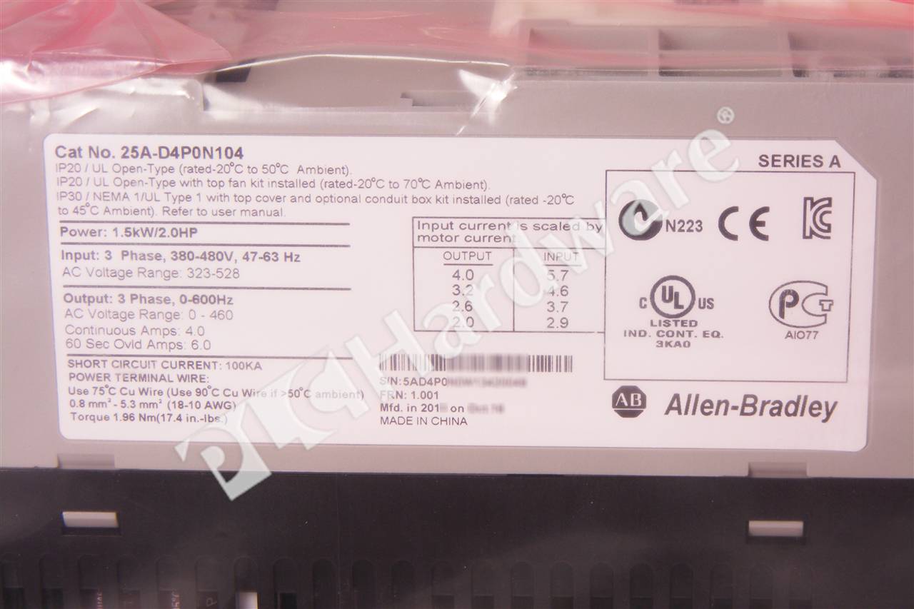 PLC Hardware - Allen Bradley 25A-D4P0N104 Series A, Surplus Sealed Pre ...
