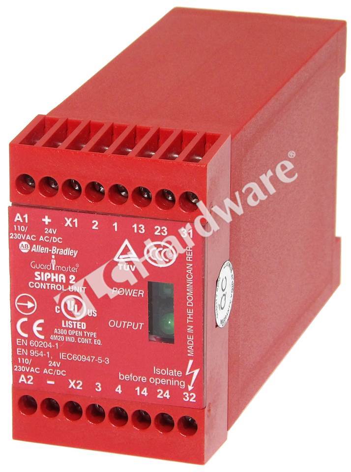 PLC Hardware: Allen-Bradley 440N-S32021 Sipha Control Unit, 2 N.O. / 1 N.C.