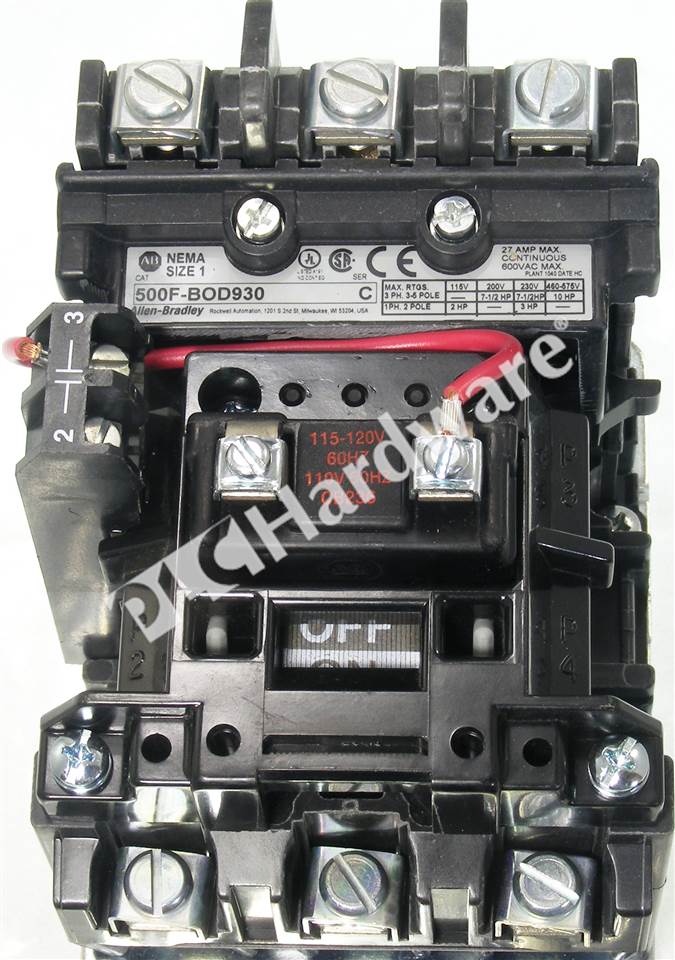 PLC Hardware: Allen-Bradley 500F-BOD930 NEMA Contactor, Motor Loads, Size 1