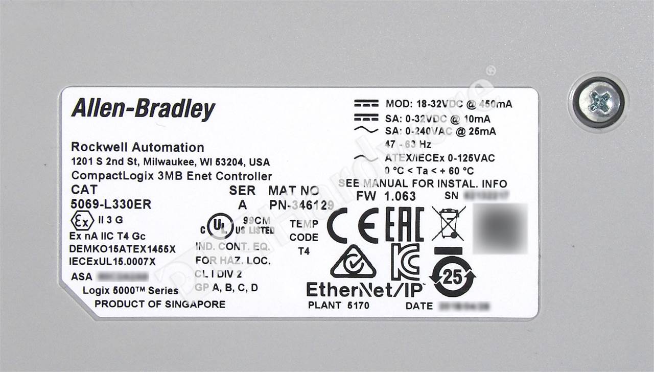 PLC Hardware - Allen Bradley 5069-L330ER, Used PLCH Packaging