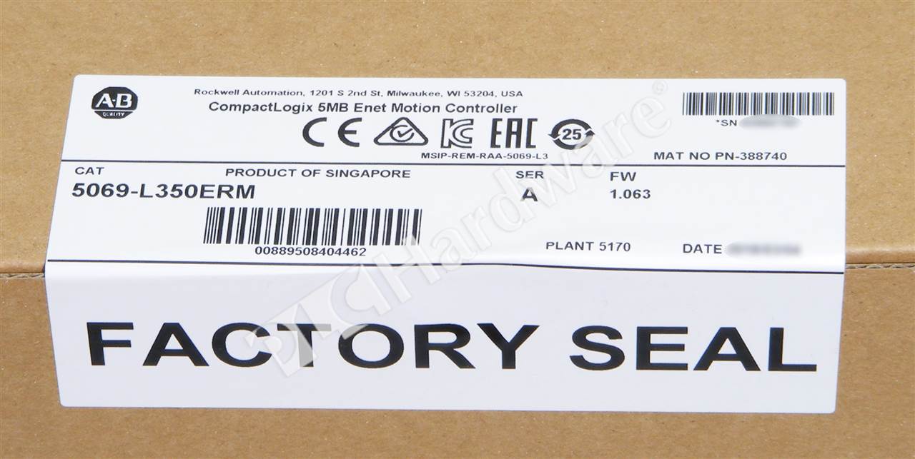 PLC Hardware: Allen-Bradley 5069-L350ERM CompactLogix 5380 Controller, 5MB