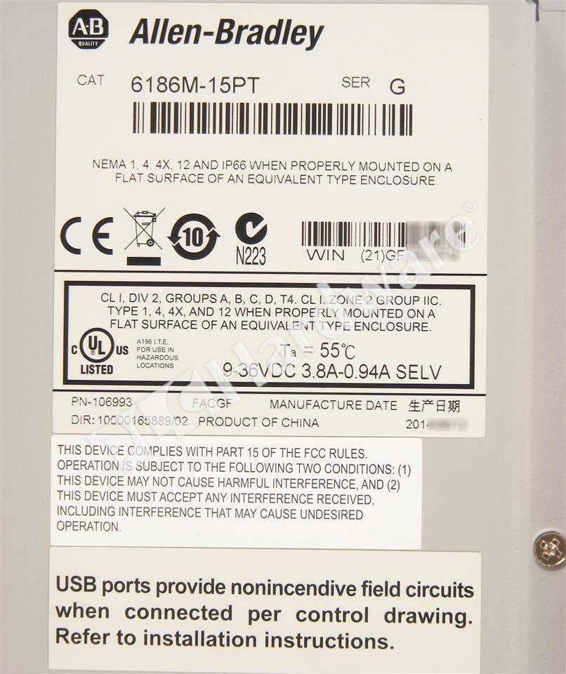 PLC Hardware - Allen Bradley 6186M-15PT Series G, Surplus Sealed Pre-owned