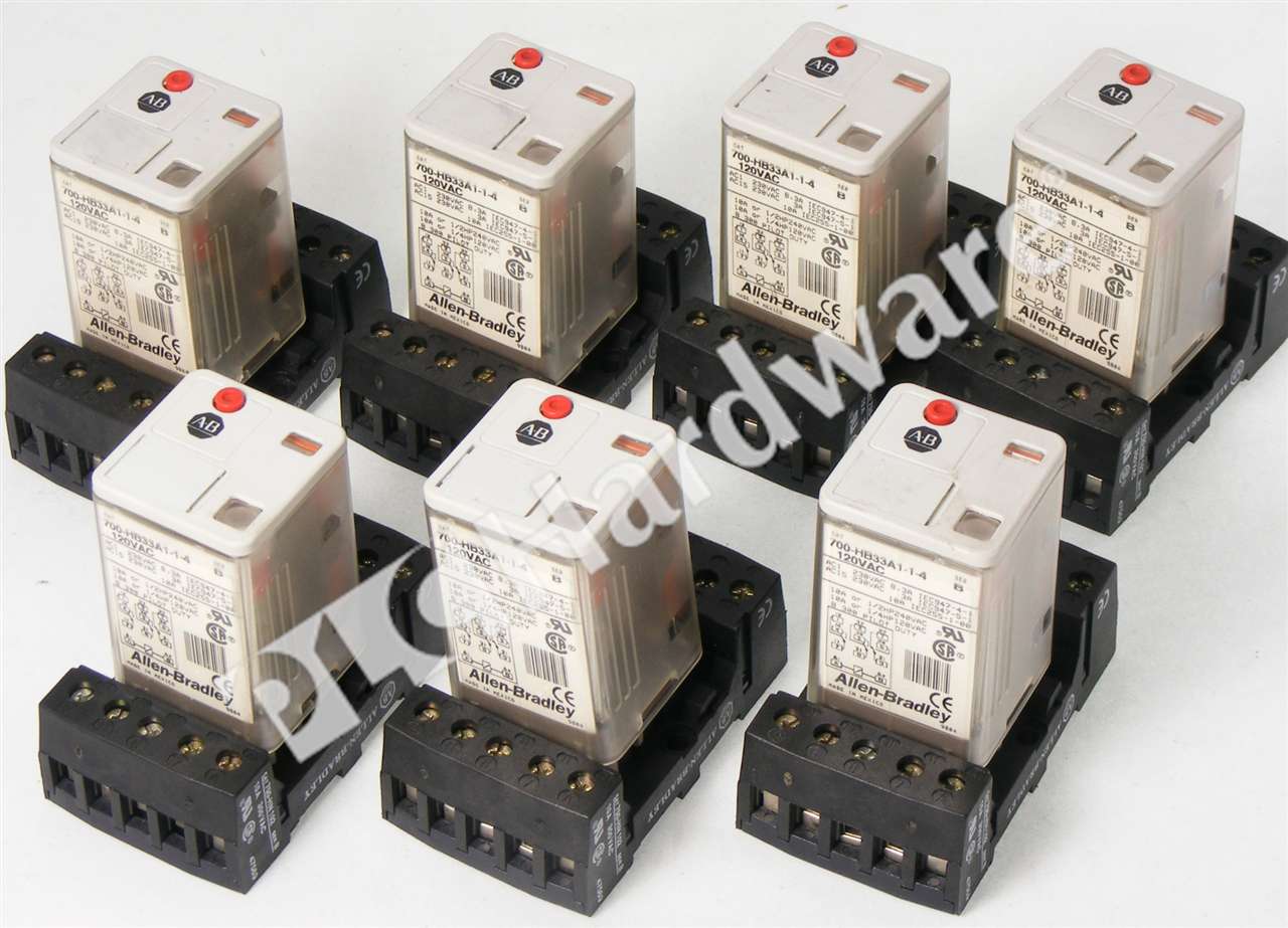 PLC Hardware: Allen-Bradley 700-HB33A1-1-4 Blade Base Relay, 3PDT w/MO&LED