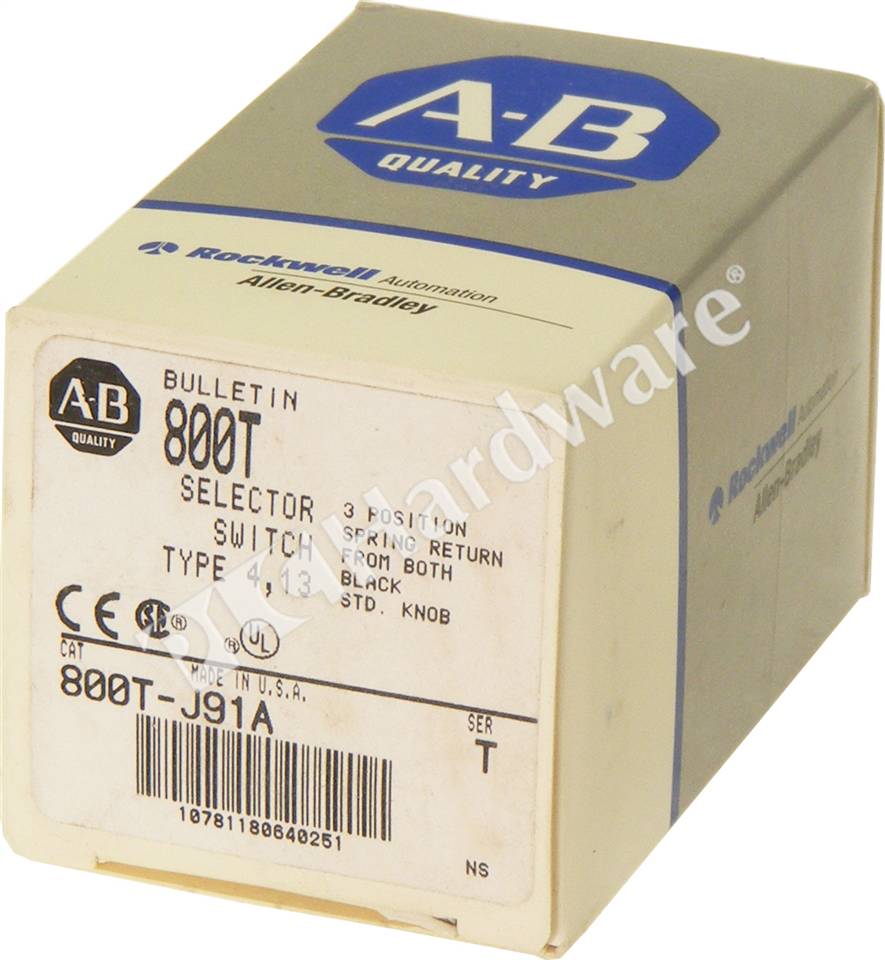 PLC Hardware - Allen Bradley 800T-J91A Series T, Surplus Open Pre-owned