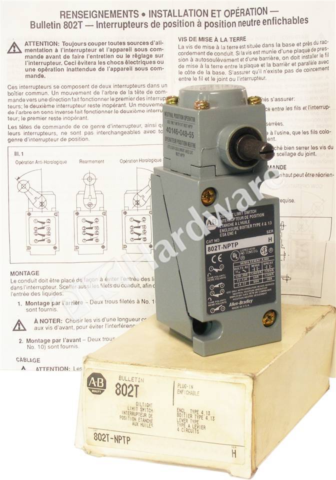PLC Hardware: Allen-Bradley 802T-NPTP Limit Switch, NEMA Type 4/13, 4 ...