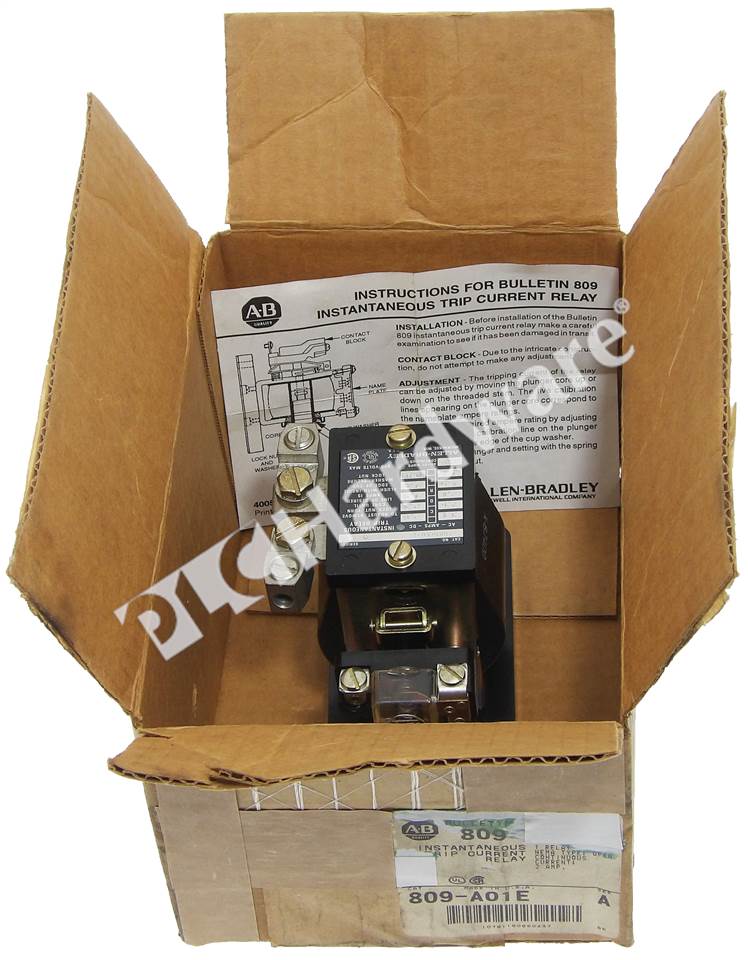 PLC Hardware: Allen-Bradley 809-A01E Instantaneous Trip Current Relay, 2A