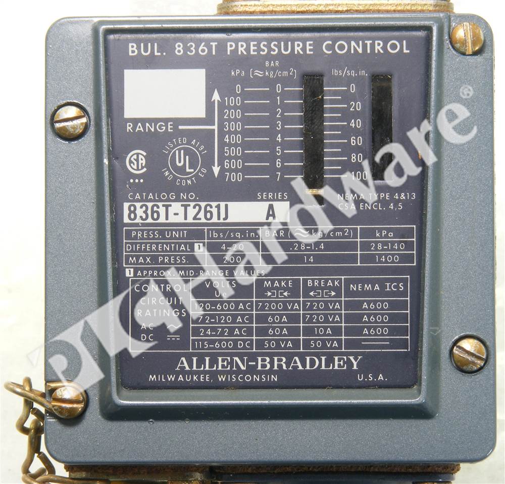 PLC Hardware - Allen Bradley 836T-T261J Series A, Used PLCH Packaging