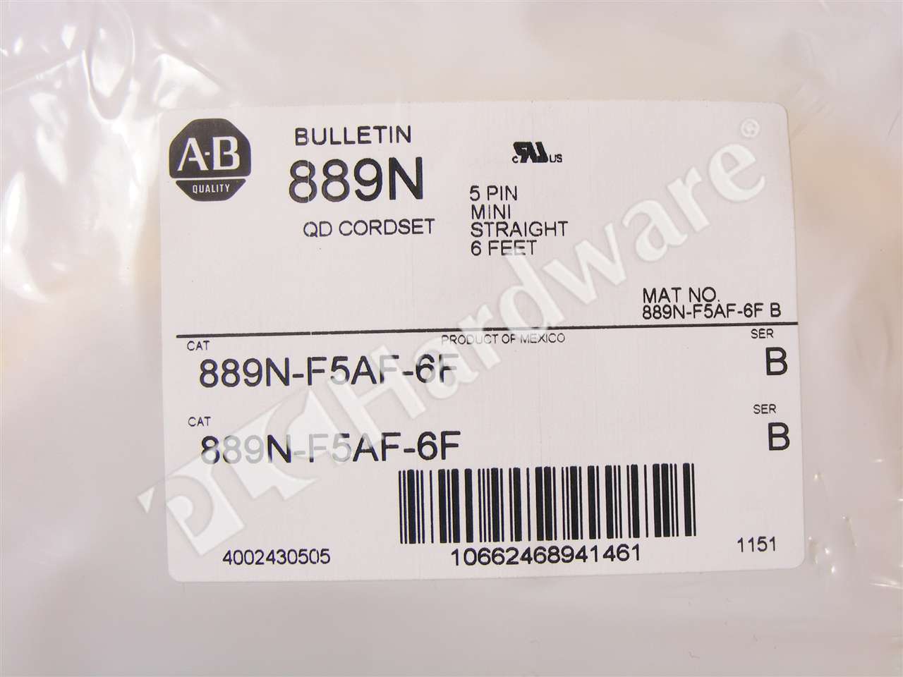 PLC Hardware: Allen-Bradley 889N-F5AF-6F Cable Mini/Mini Plus, 5-Pin, 6 ...