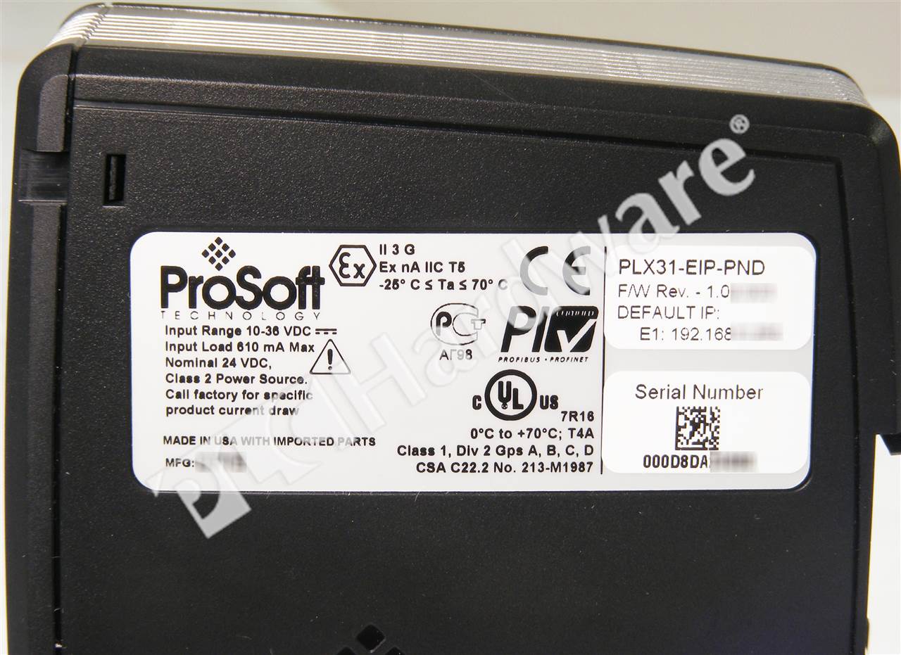 PLC Hardware: ProSoft Technology PLX31-EIP-PND EtherNet to PROFINET IO ...