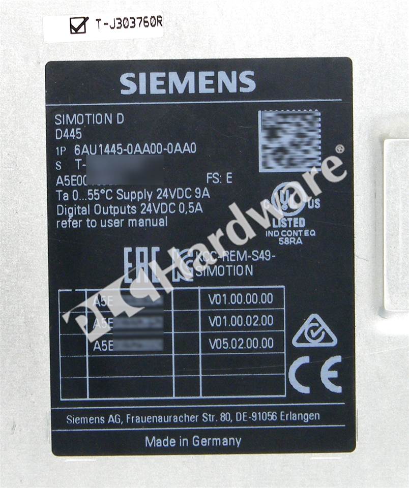 PLC Hardware: Siemens 6AU1445-0AA00-0AA0 SIMOTION D445 Control Unit, High